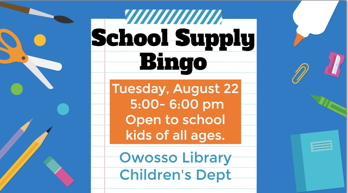 School Supply BINGO | Shiawassee District Library